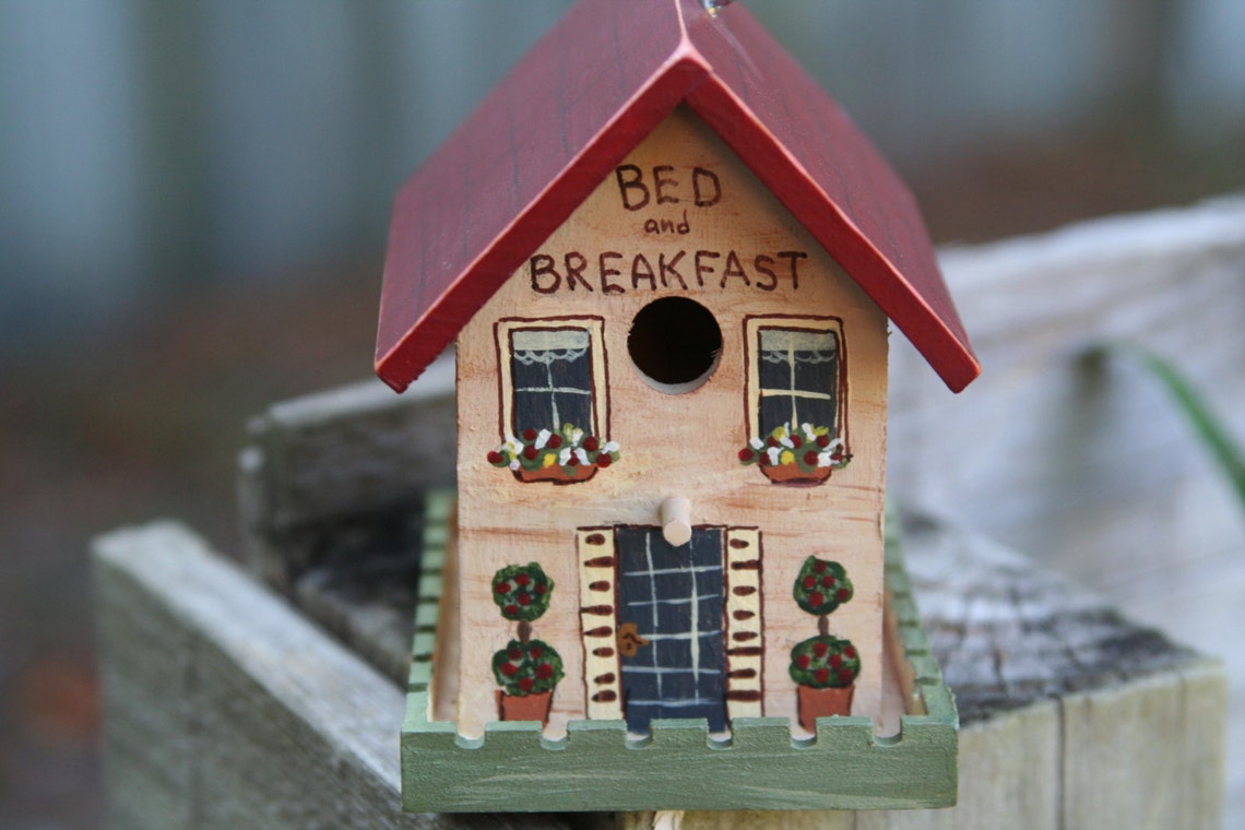 Hand Painted Miniature Birdhouse-bed and Breakfast Design With - Etsy
