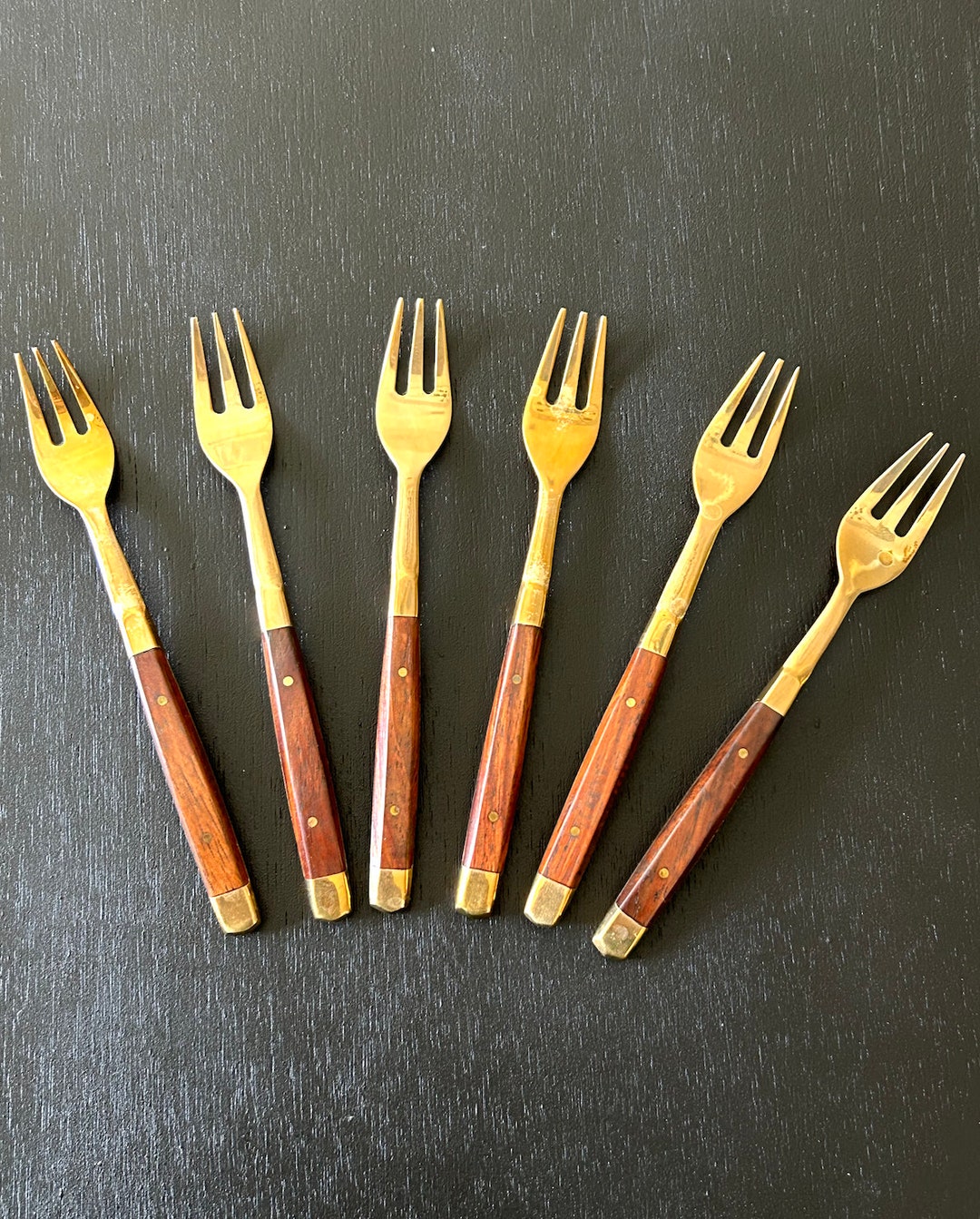Set of Six - Seafood Forks - Cocktail Forks - Three Prongs - Small ...