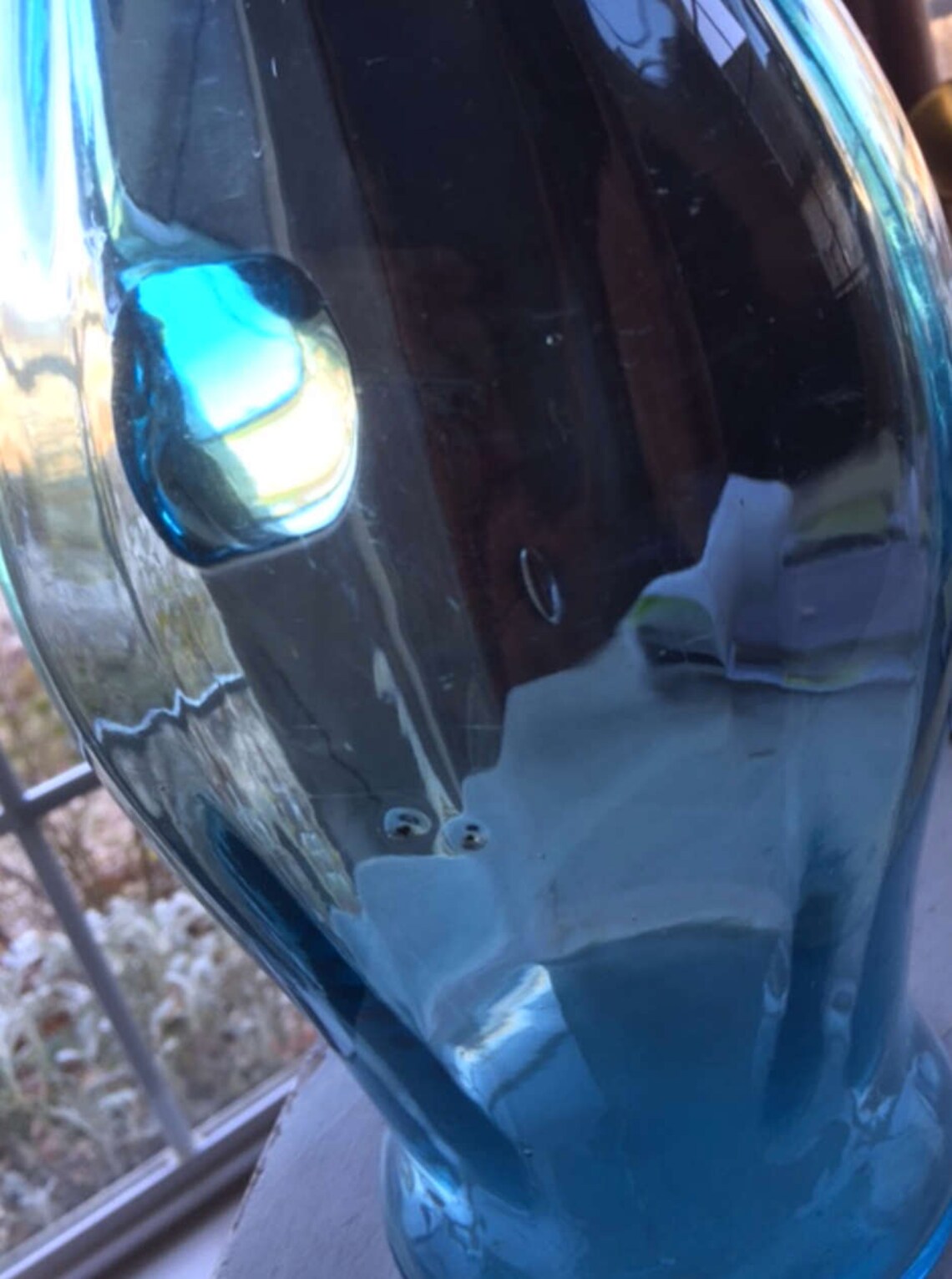 Old Blue Glass Pitcher Antique Glass Glass Pitcher Ruffled Edge Air ...