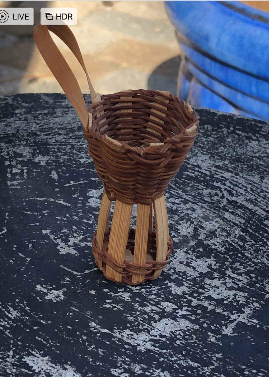 Miniature - Small Basket - Vintage Miniature Basket - Small Basket With ...