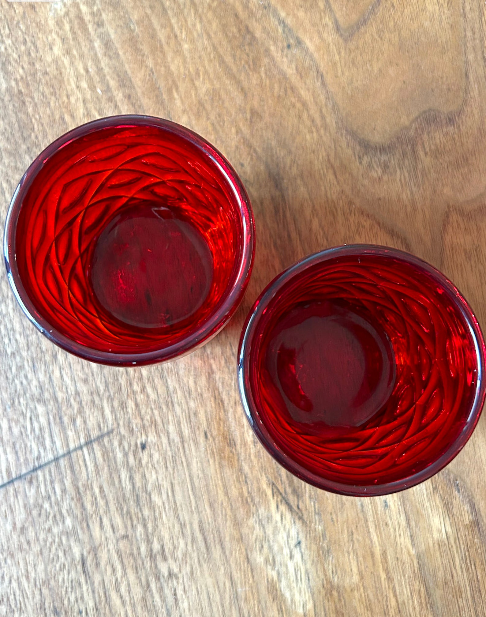 Pair of Small Red Bar Glasses-ruby Red Glass-whiskey Glasses-set of Two ...