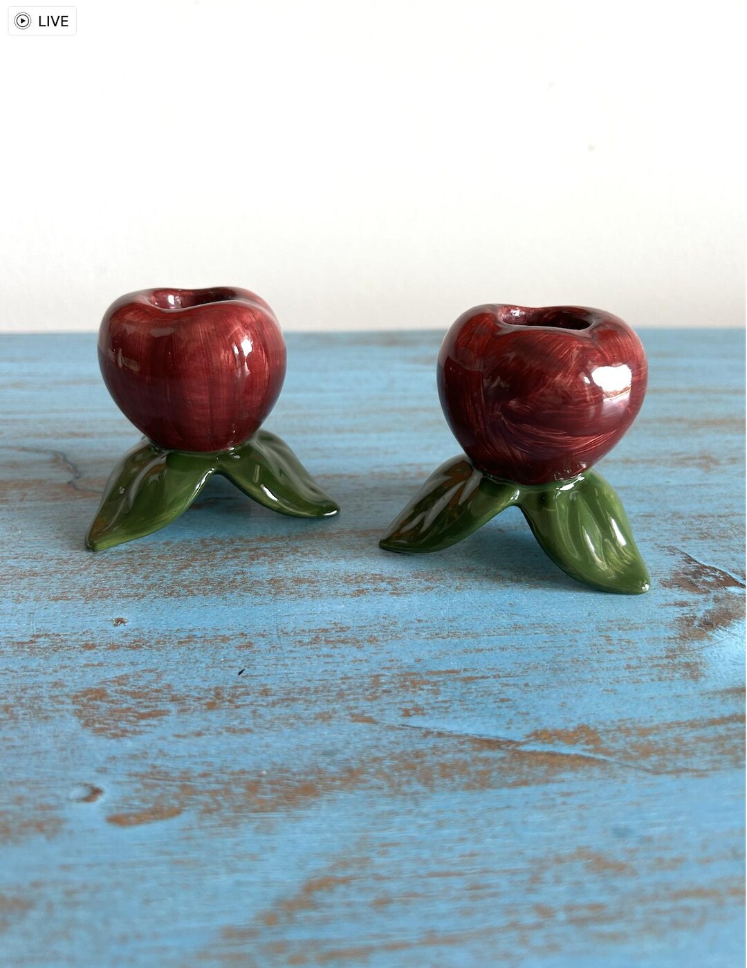 Candle Holders-franciscan Ware-apple Pattern-appleware-apple Ware ...