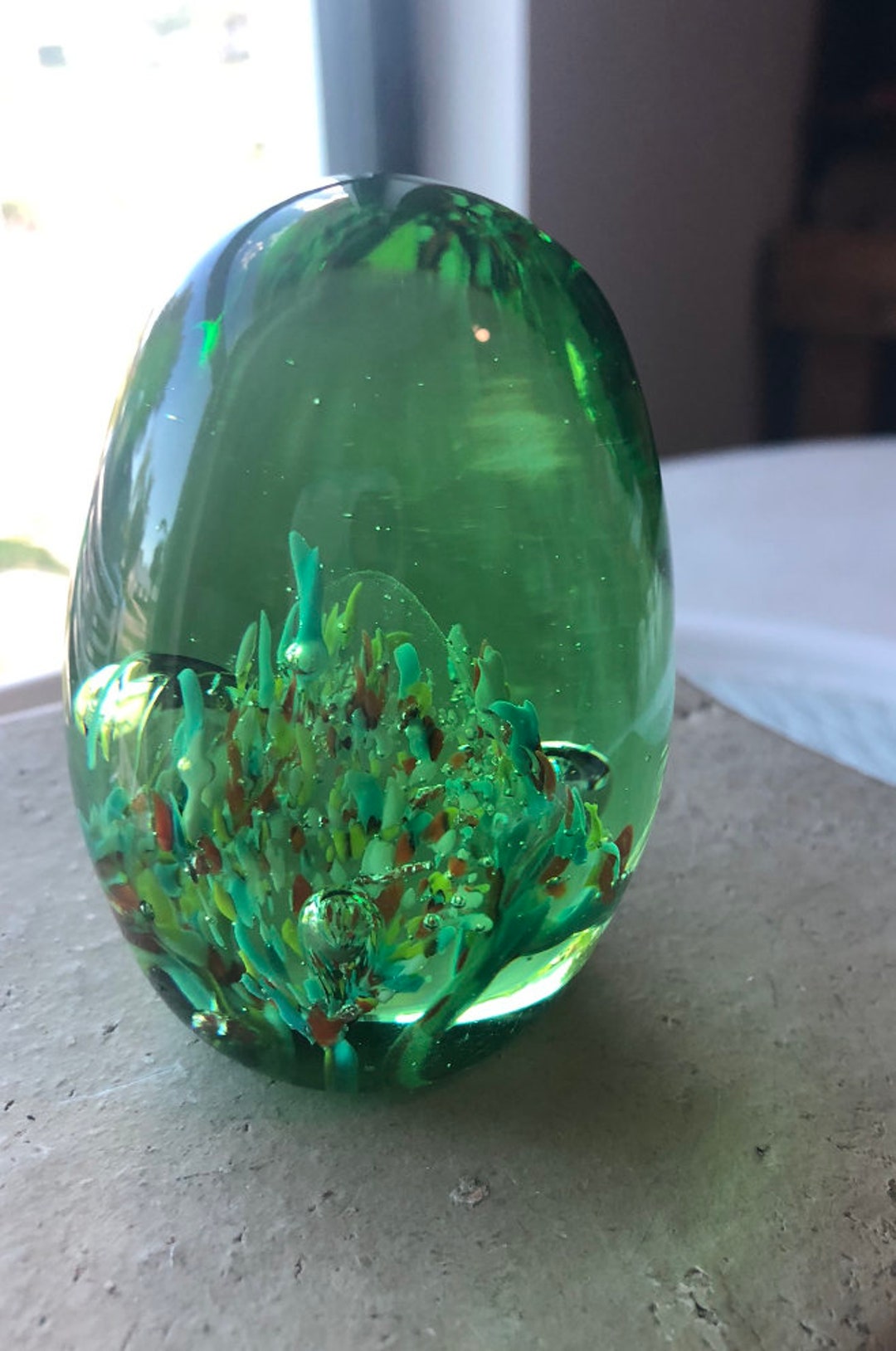Paperweight-green Paperweight-bubbles-glass Paperweight-orange-blue ...