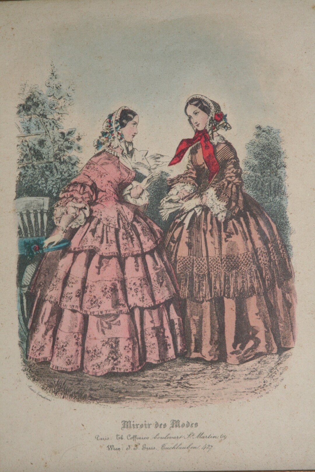 Miroir Des Modes Print Fashion Print Hand Colored Print Leroy Imp Paris ...