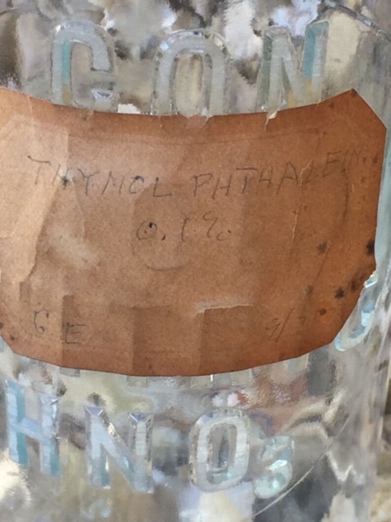 Vintage Chemistry Bottle-1960s-raised Letters on Bottle-paper Label ...