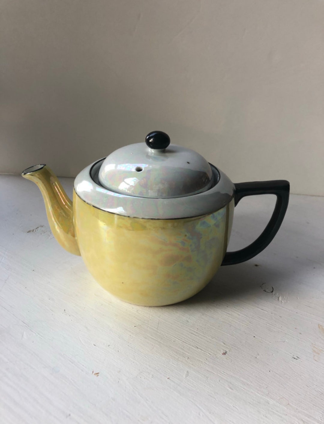 Yellow - White - Black - Lusterware - Teapot - Made in Shofu Japan ...