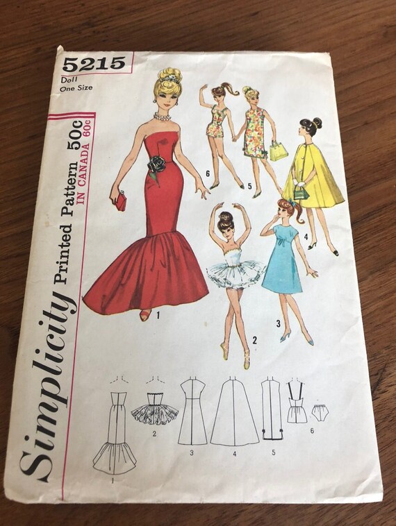 Vintage Patterndoll Clothes Patterns-simplicity 5215-doll-one - Etsy