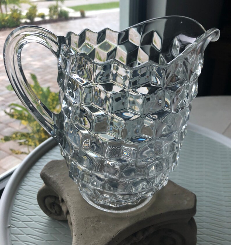 Fostoria-crystal-pitcher-cube Pattern-water Pitcher-lemonade Pitcher ...