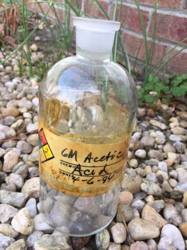 Vintage Chemistry Bottle-1960s-raised Letters on Bottle-paper Label ...