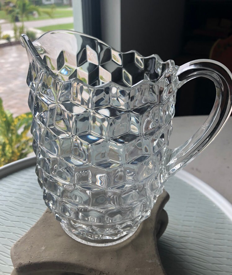 Fostoria-crystal-pitcher-cube Pattern-water Pitcher-lemonade Pitcher ...