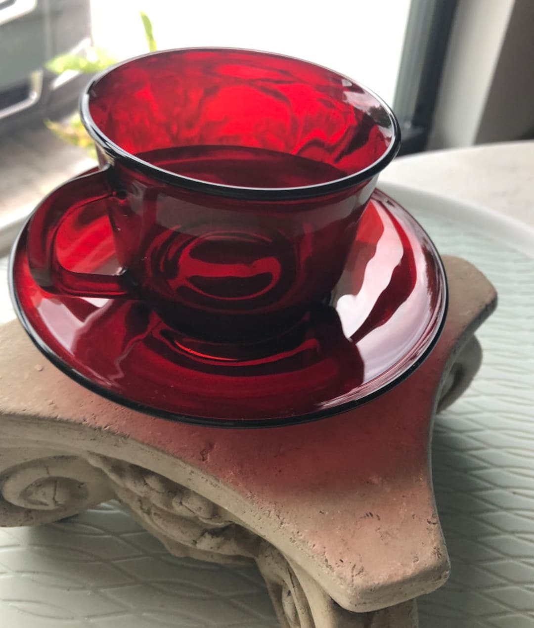 Arcoroc-france-cup and Saucer-red Glass-red Plate-red Cup-mix and Match ...