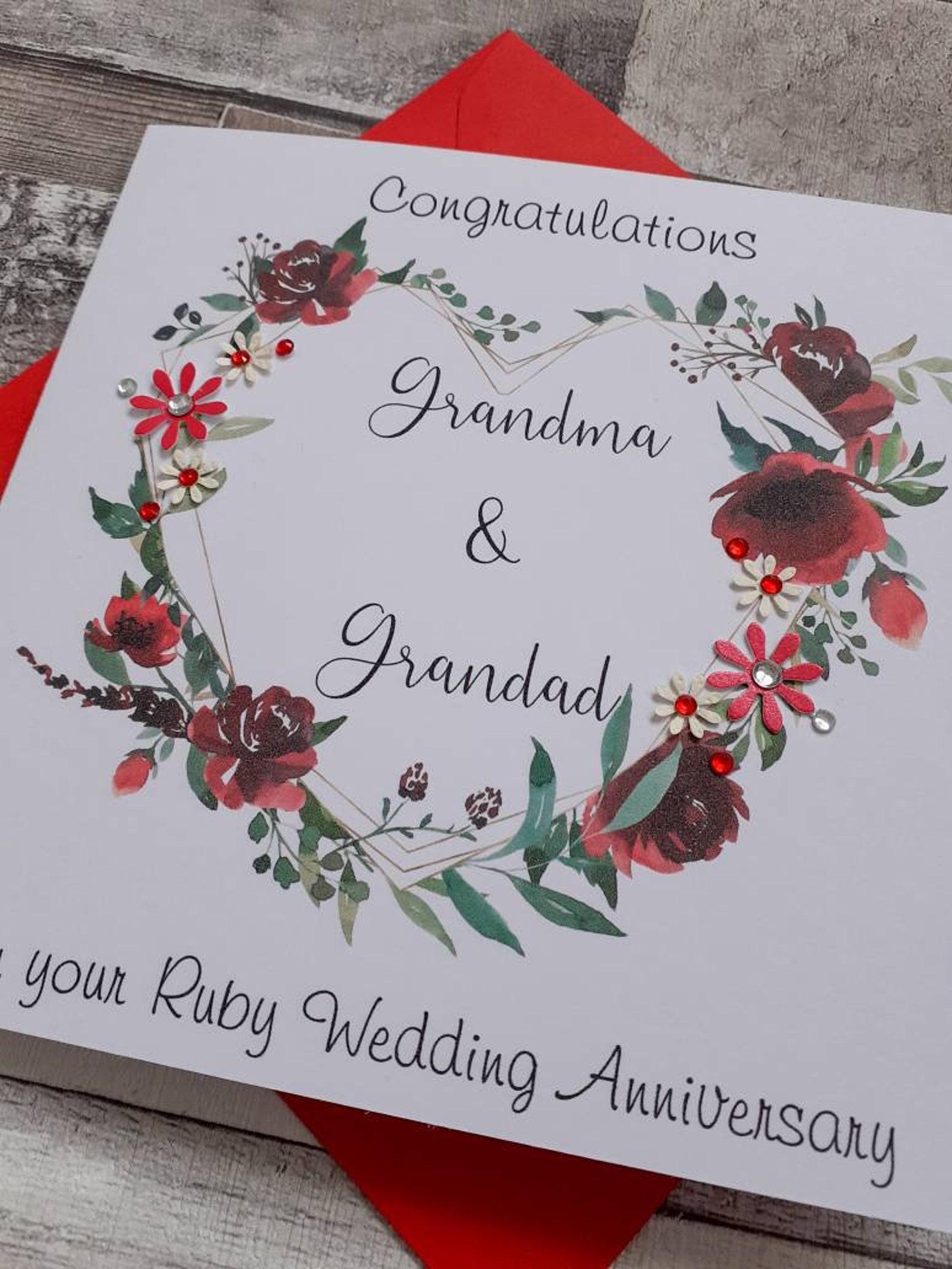 Personalised Ruby Wedding Anniversary Card / Personalised 40th - Etsy UK