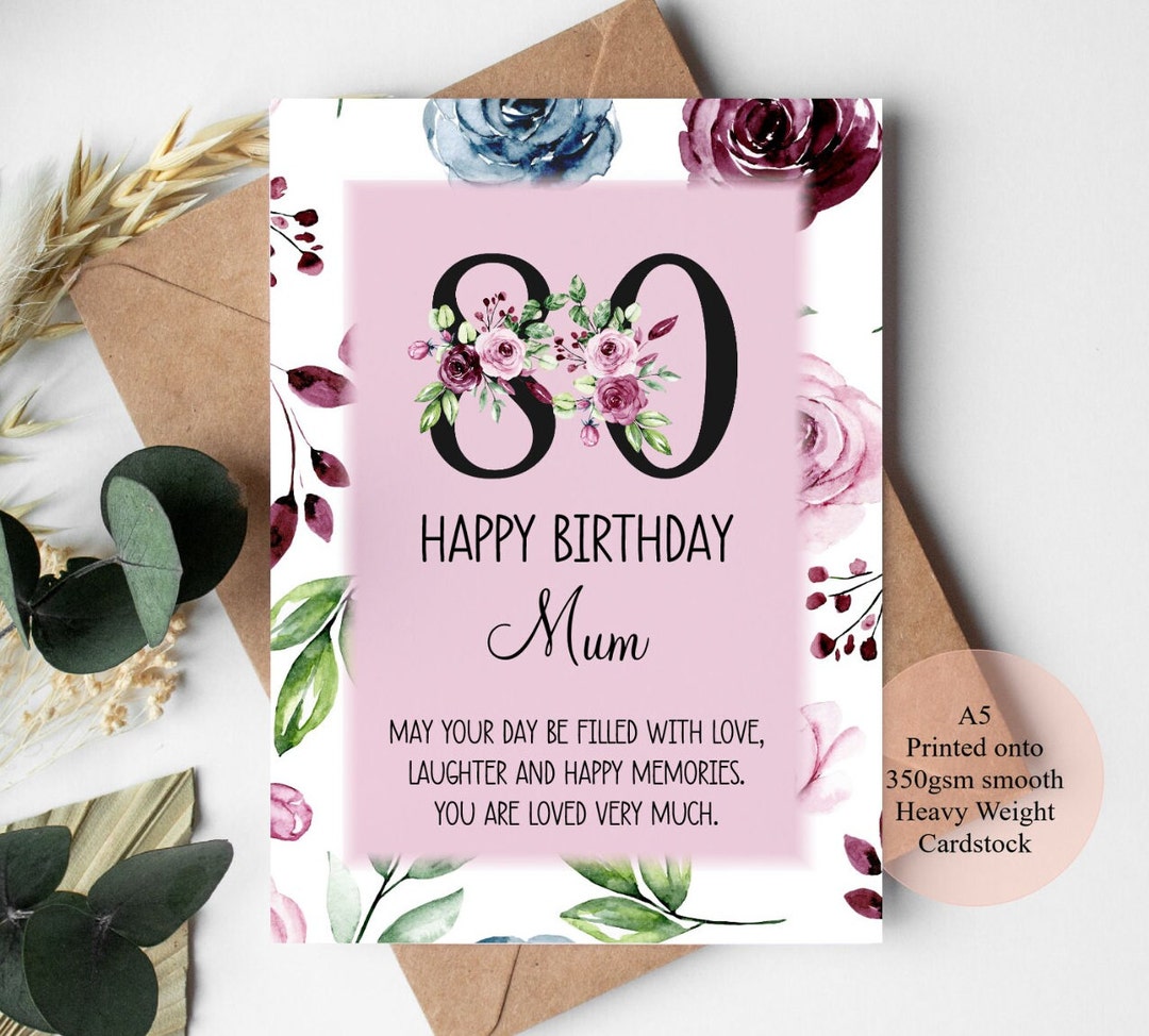 Handmade Mum 80th Birthday Card 80th Mum Card Mum 80 Card 80 Mum - Etsy