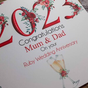 Ruby Anniversary Card Handmade Anniversary Card 40th - Etsy