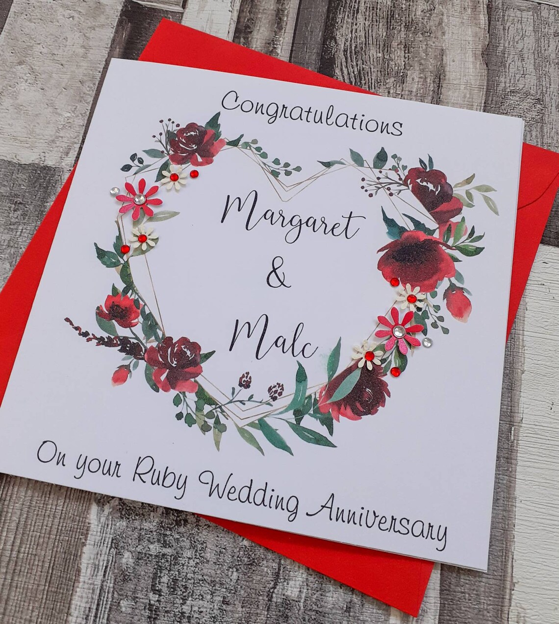 Personalised Ruby Wedding Anniversary Card / Personalised 40th | Etsy UK