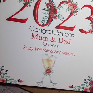 Ruby Anniversary Card Handmade Anniversary Card 40th - Etsy