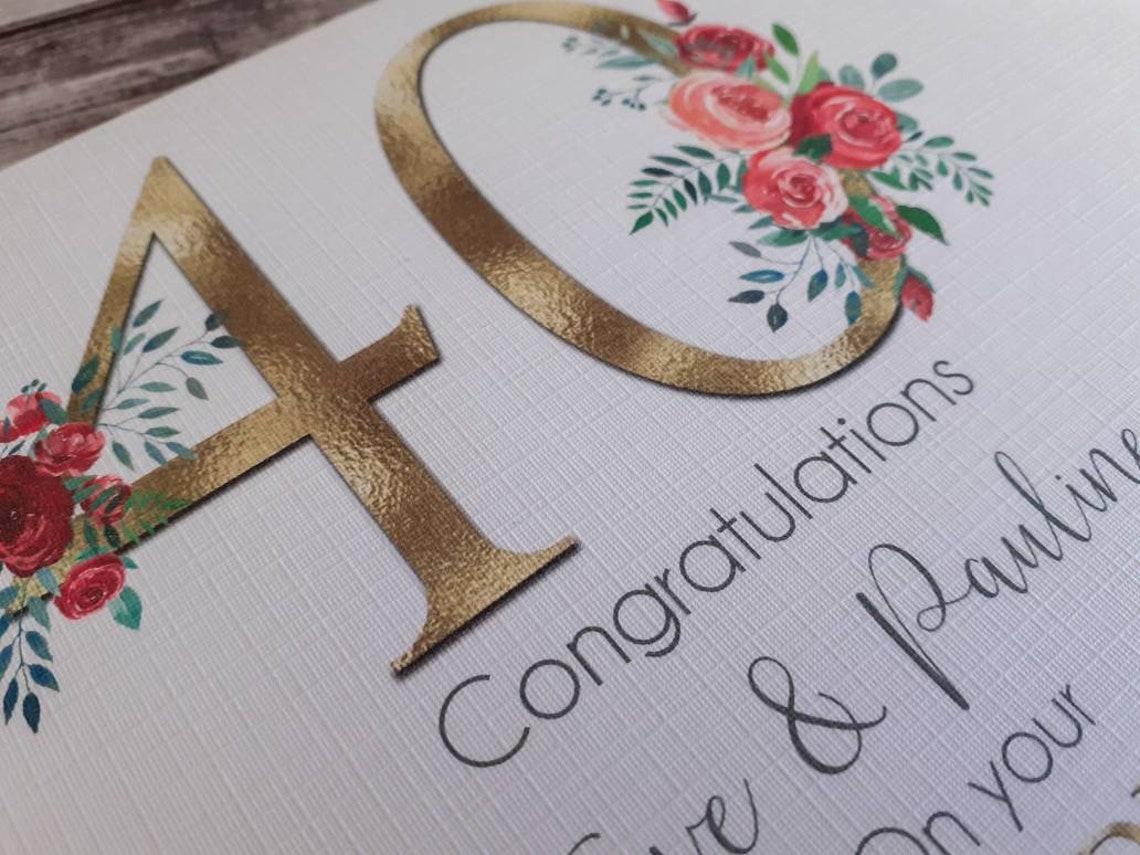 Handmade Ruby Wedding Anniversary Card Ruby Wedding - Etsy UK