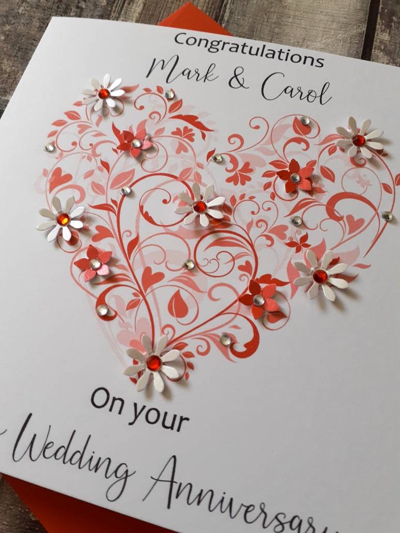 Ruby Wedding Anniversary 40th Cardhandmade Personalised Card | Etsy