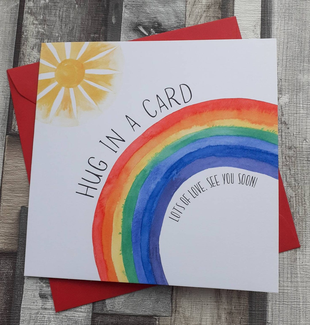 Hug in a Card Rainbow Card Love You Card Miss You Card - Etsy