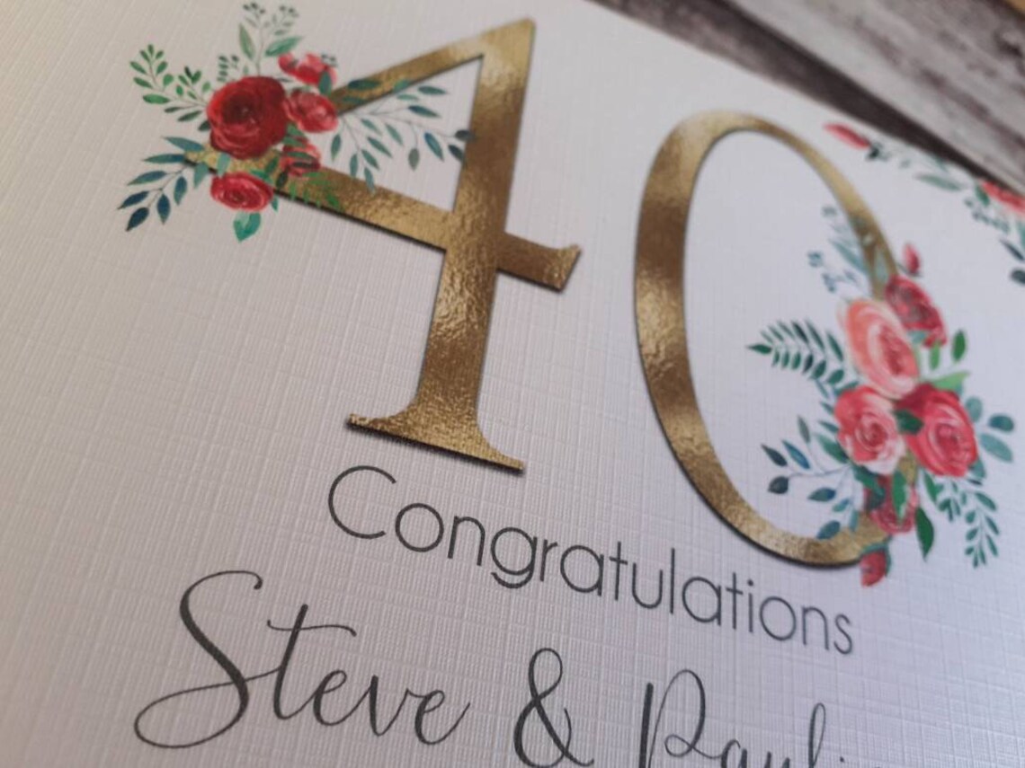 Handmade Ruby Wedding Anniversary Card Ruby Wedding - Etsy UK