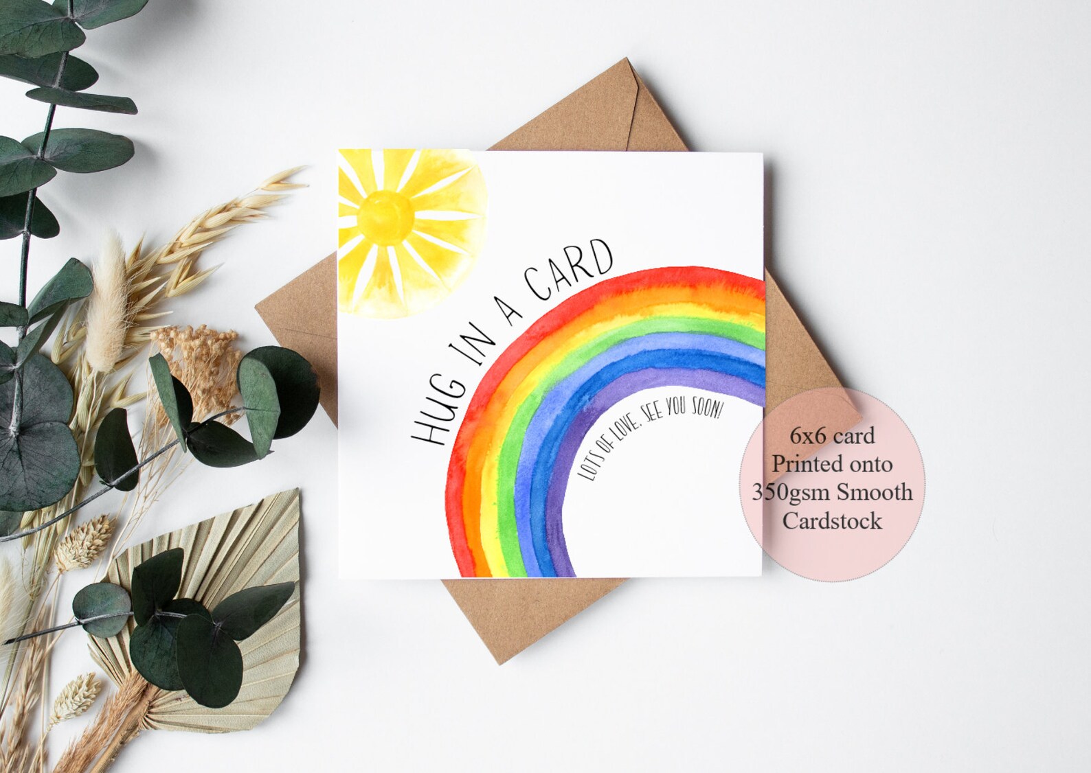 Hug in a Card - Rainbow Card - Love You Card - Miss You Card - See You ...