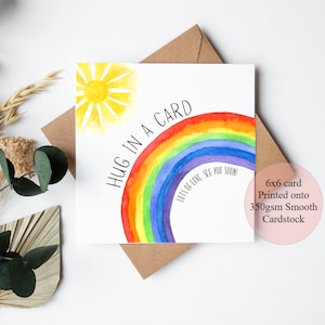 Hug in a Card - Rainbow Card - Love You Card - Miss You Card - See You ...