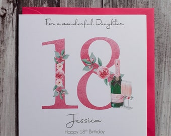 18th Birthday Card, Personalised Card, Eighteen Today, Card for 18th, Card for Her, Daughter ...