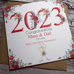 Ruby Anniversary Card Handmade Anniversary Card 40th - Etsy