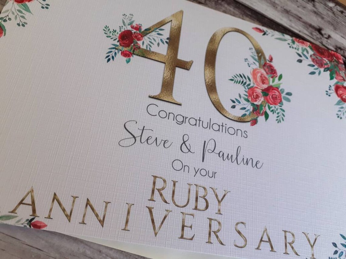 Handmade Ruby Wedding Anniversary Card Ruby Wedding - Etsy UK