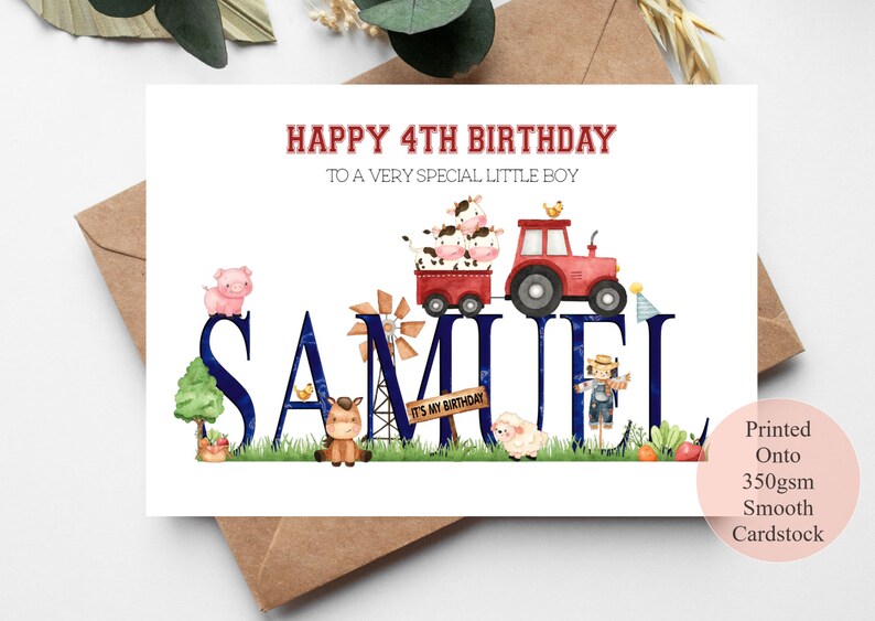 Personalised 1st 2nd 3rd 4th 5th Birthday Card- Farm Birthday Card ...