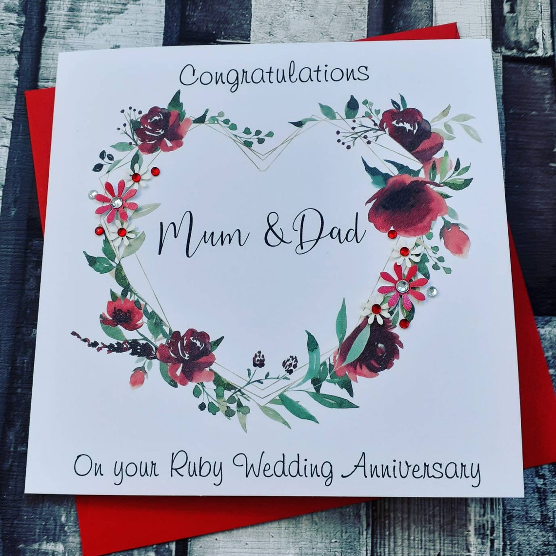 Personalised Ruby Wedding Anniversary Card / Personalised 40th | Etsy UK