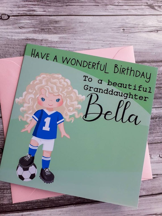 Handmade Personalised Football Girl Birthday Card Daughter - Etsy UK