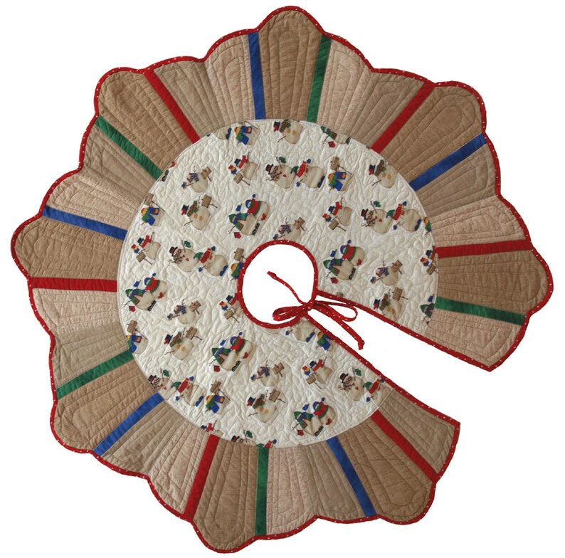 Neutral/red Snowman Tree Skirt - Etsy