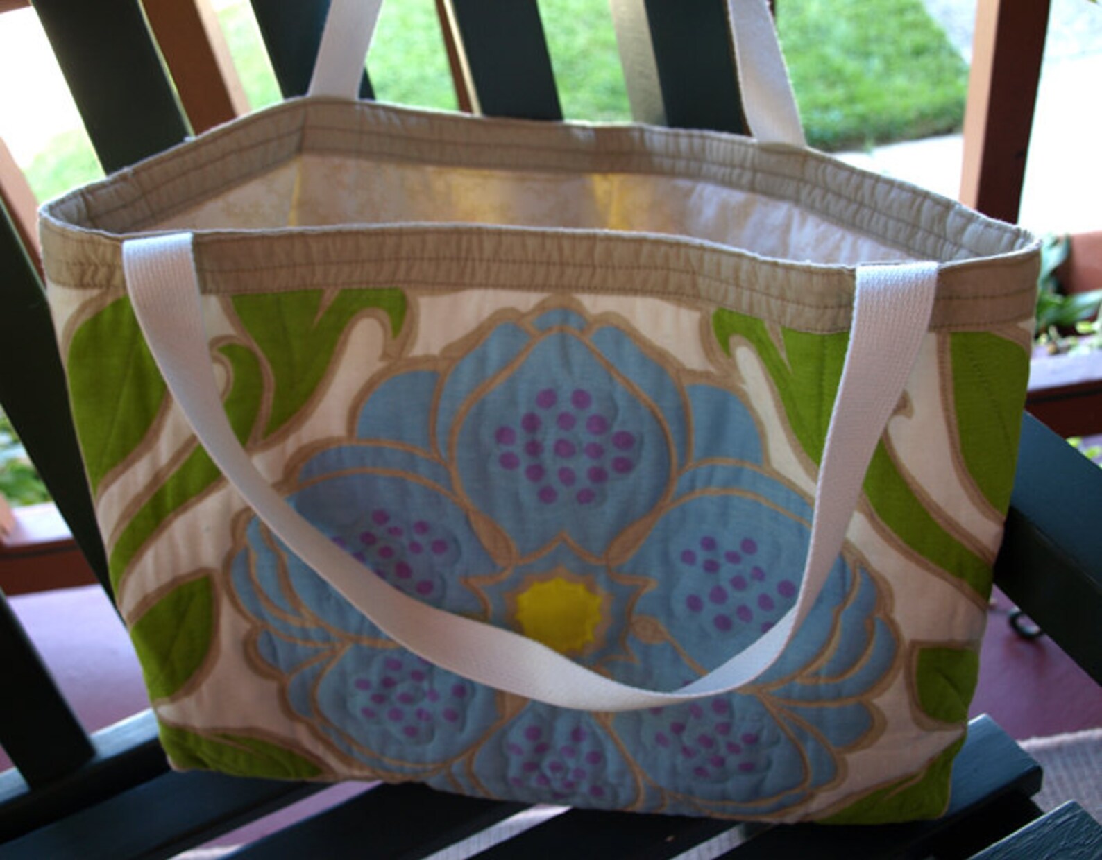 Blue and Yellow Floral Tote Bag - Etsy