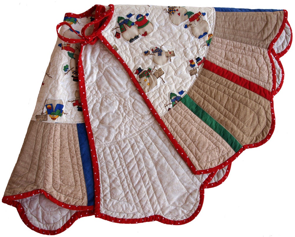 Neutral/red Snowman Tree Skirt - Etsy