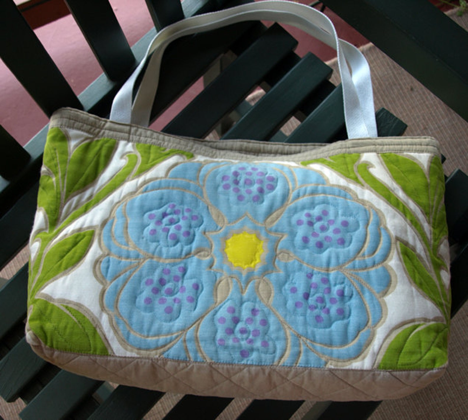 Blue and Yellow Floral Tote Bag - Etsy