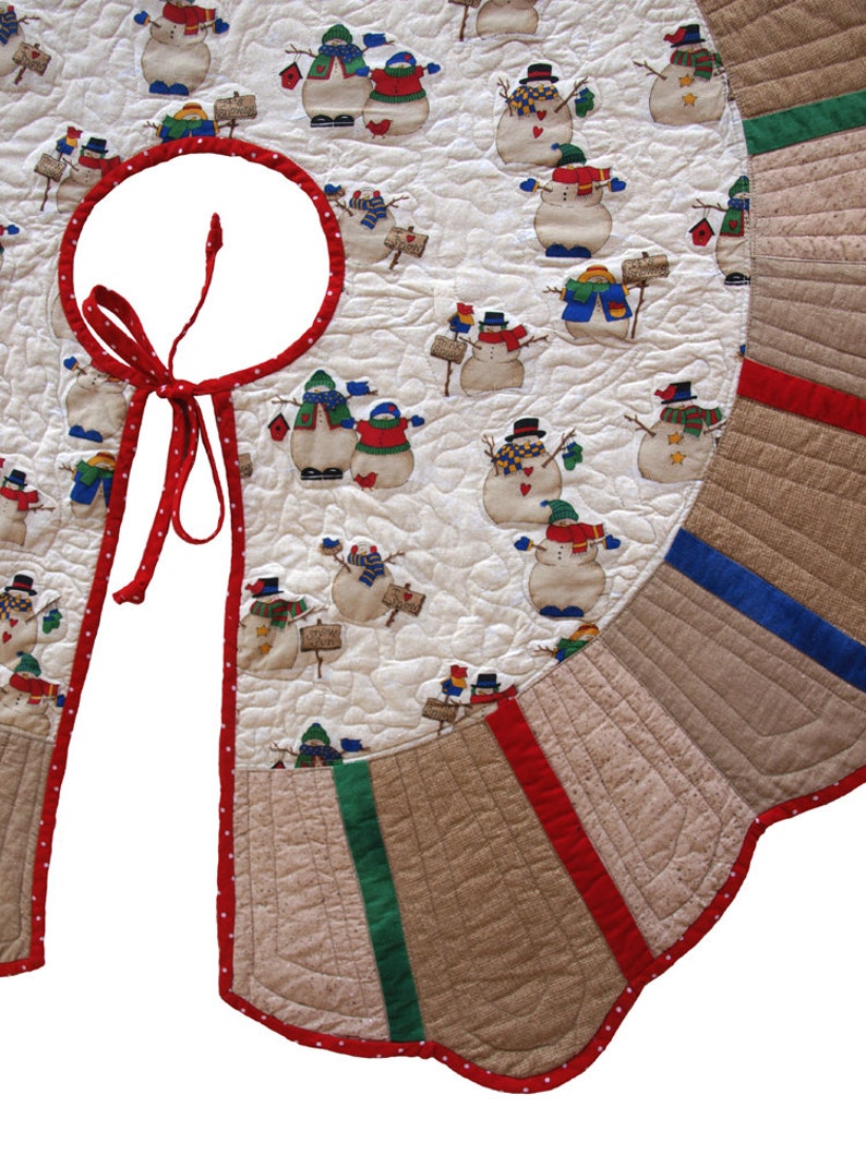 Neutral/red Snowman Tree Skirt - Etsy