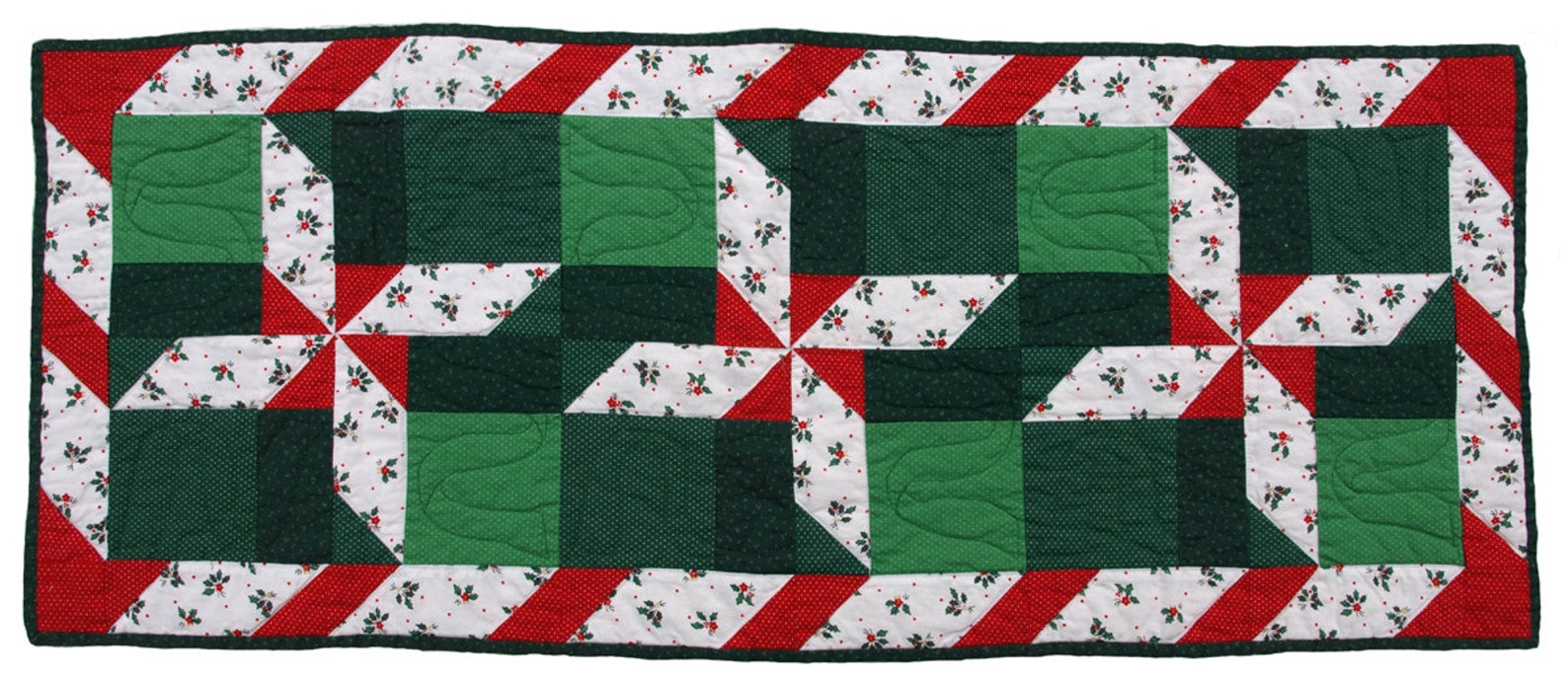 Medium Red and Green Candy Cane Pinwheel Table Runner - Etsy