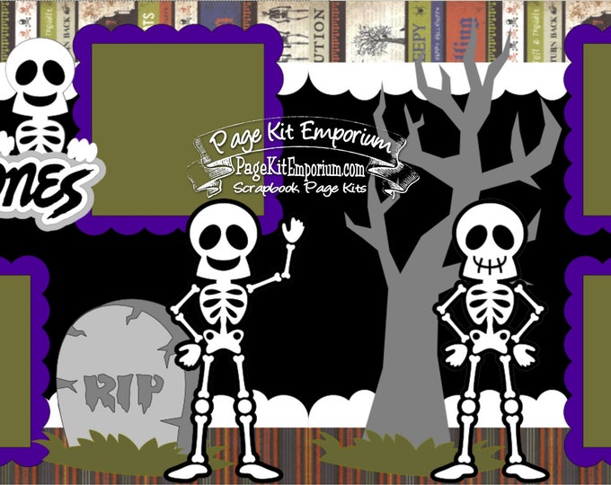 Scrapbook Page Kit Halloween Skeletons Mr Bones RIP 2 Page Scrapbook ...