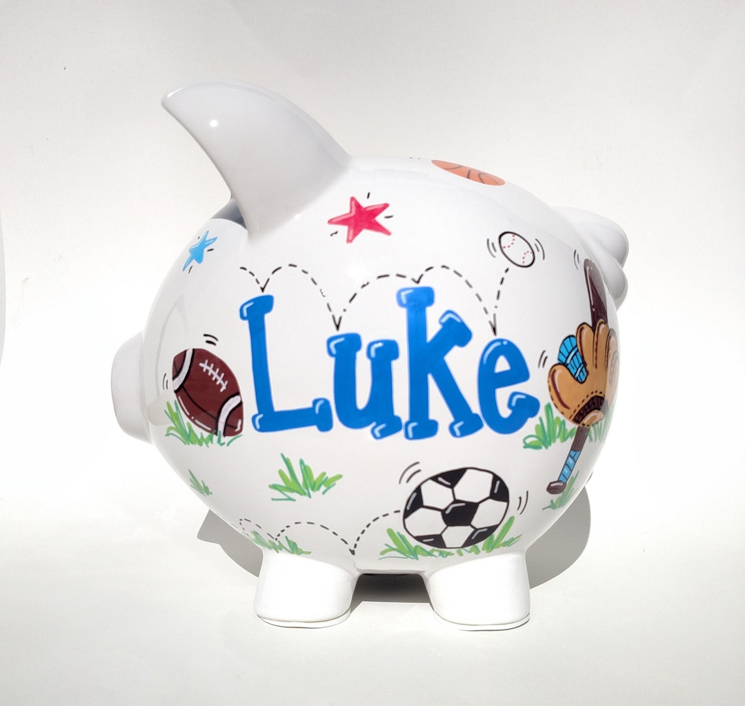 Sports Piggy Bank Paint for Boys, Hand-painted Personalized Coin Bank ...