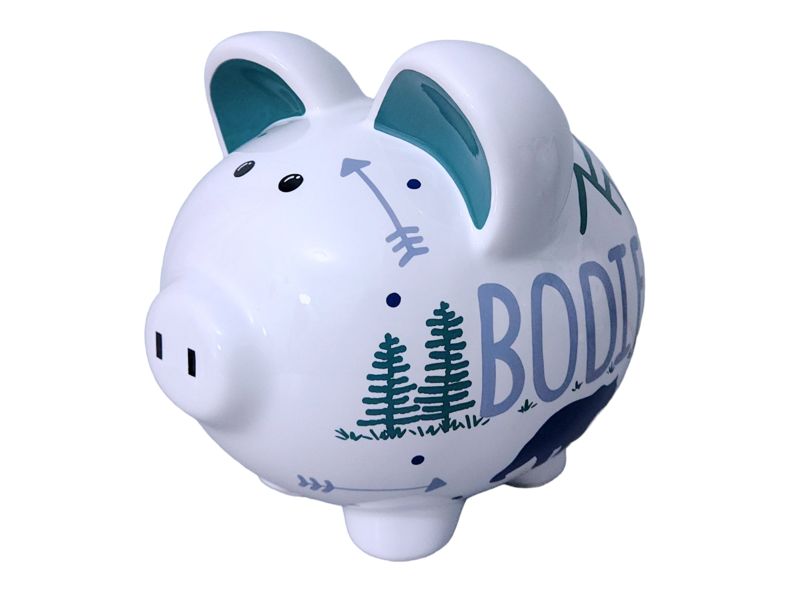 Handpainted Bear Piggy Bank for Boy Personalized Outdoors Mountain ...