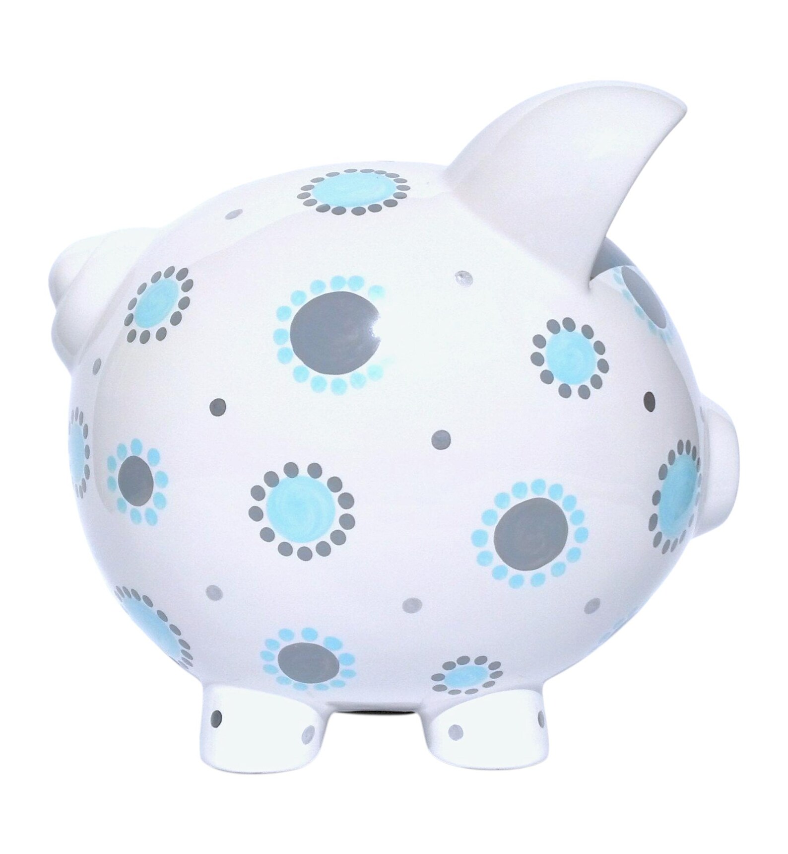 Personalized Piggy Bank for Boy Hand Painted Dot Ceramic Gift for Baby ...