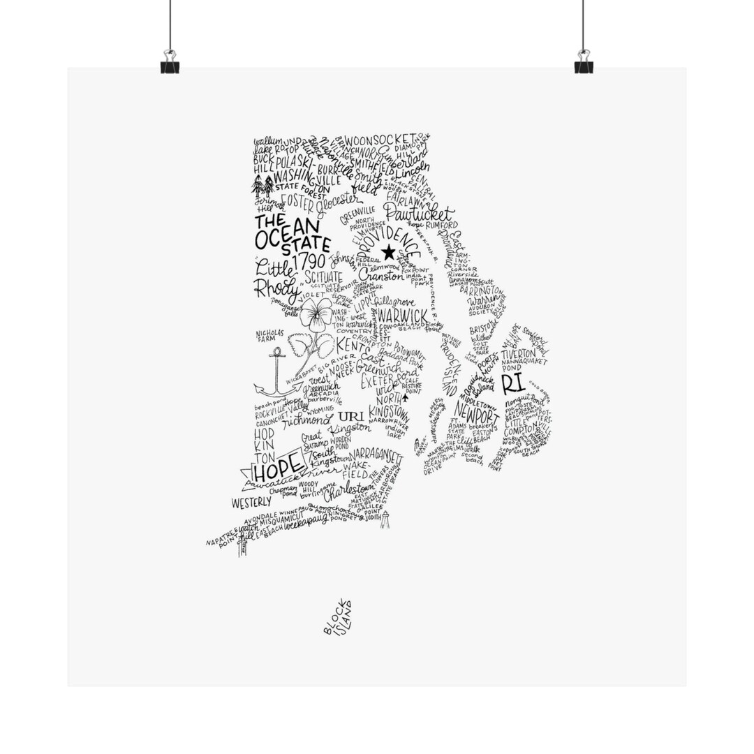 Rhode Island Map, Map, Print, Type, Typography, Hand Lettering ...