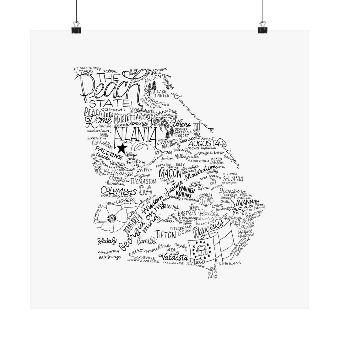 Georgia Map, Type, Typography, Hand Lettering, Lettering, Map, Print ...