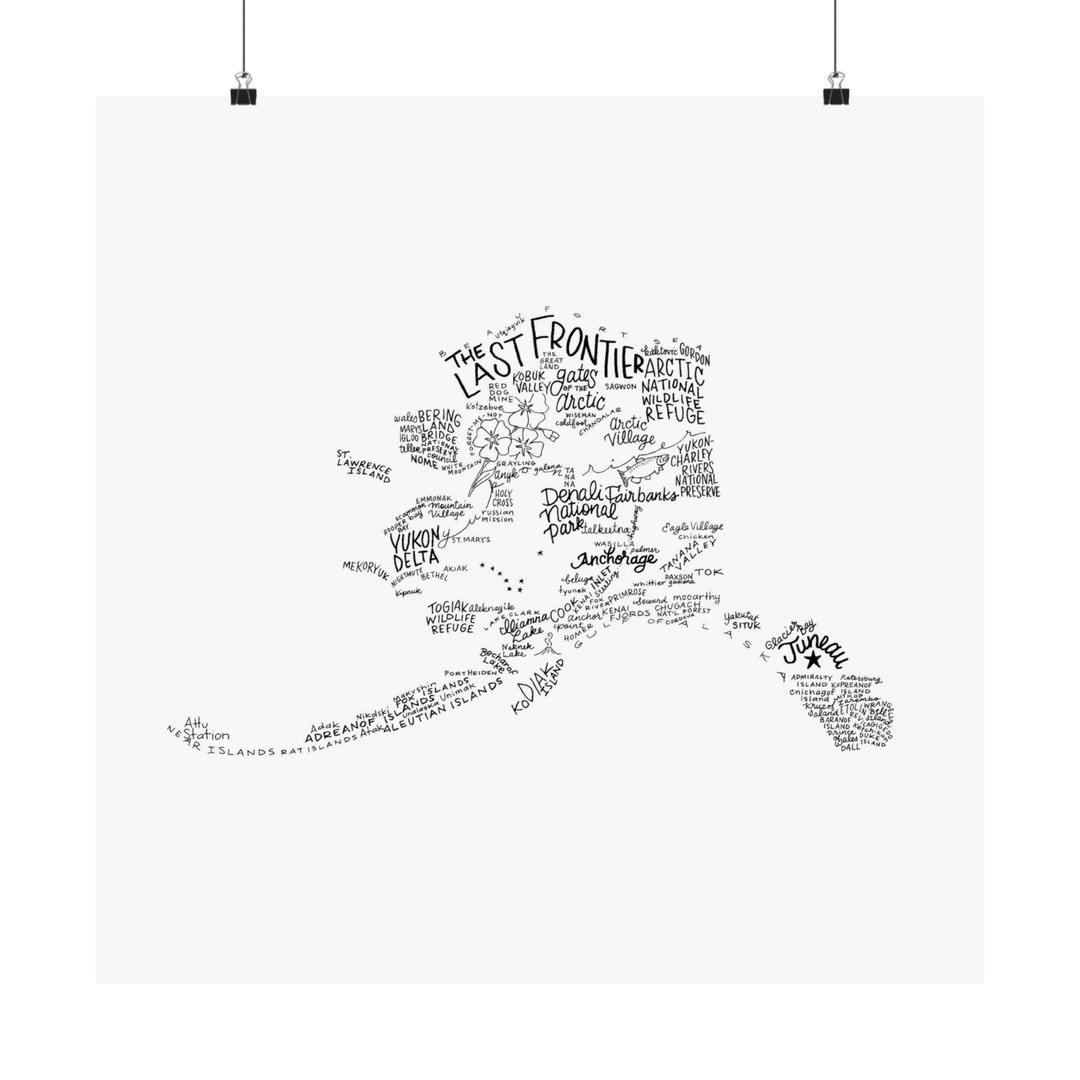 Alaska Map, Map, Print, Alaska, Type, Typography, Hand Lettering ...
