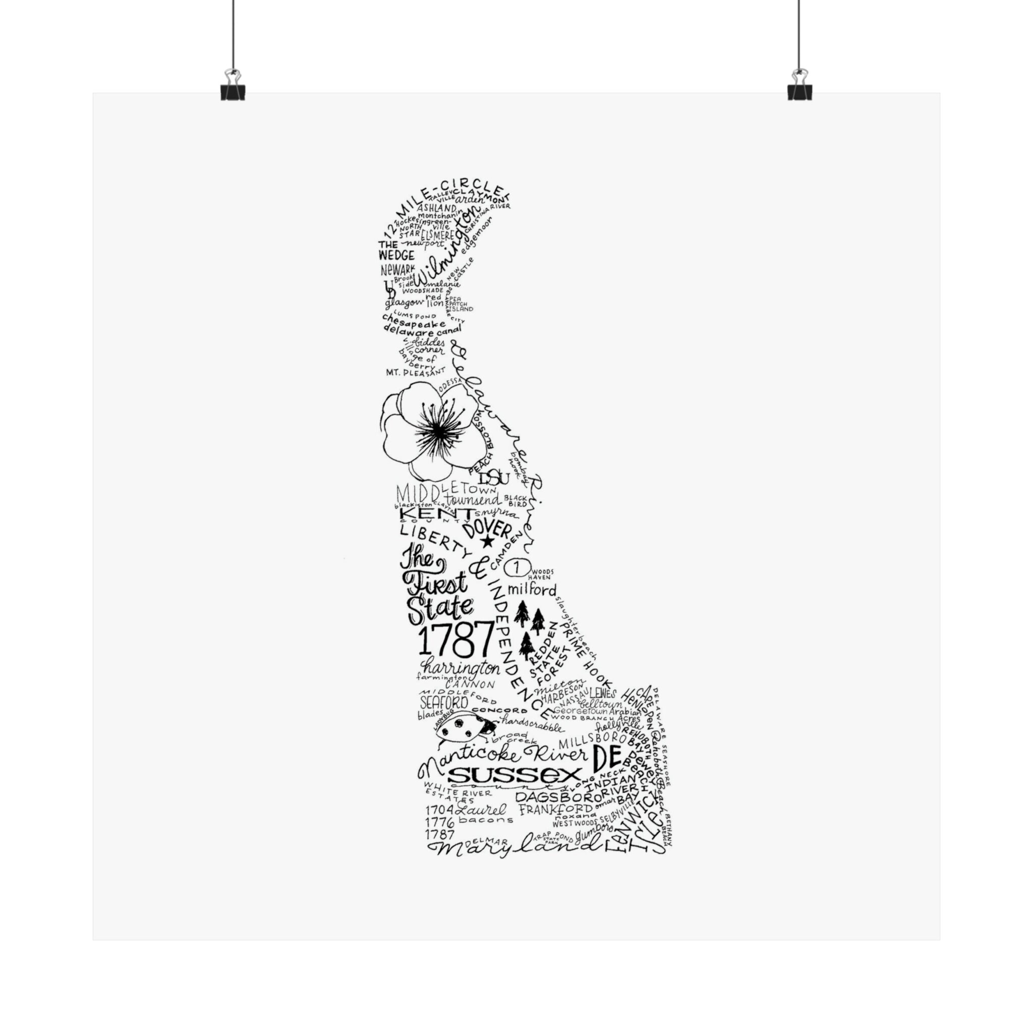 Delaware, Map of Delaware, Lettering, Hand Lettering, Type, Typography ...