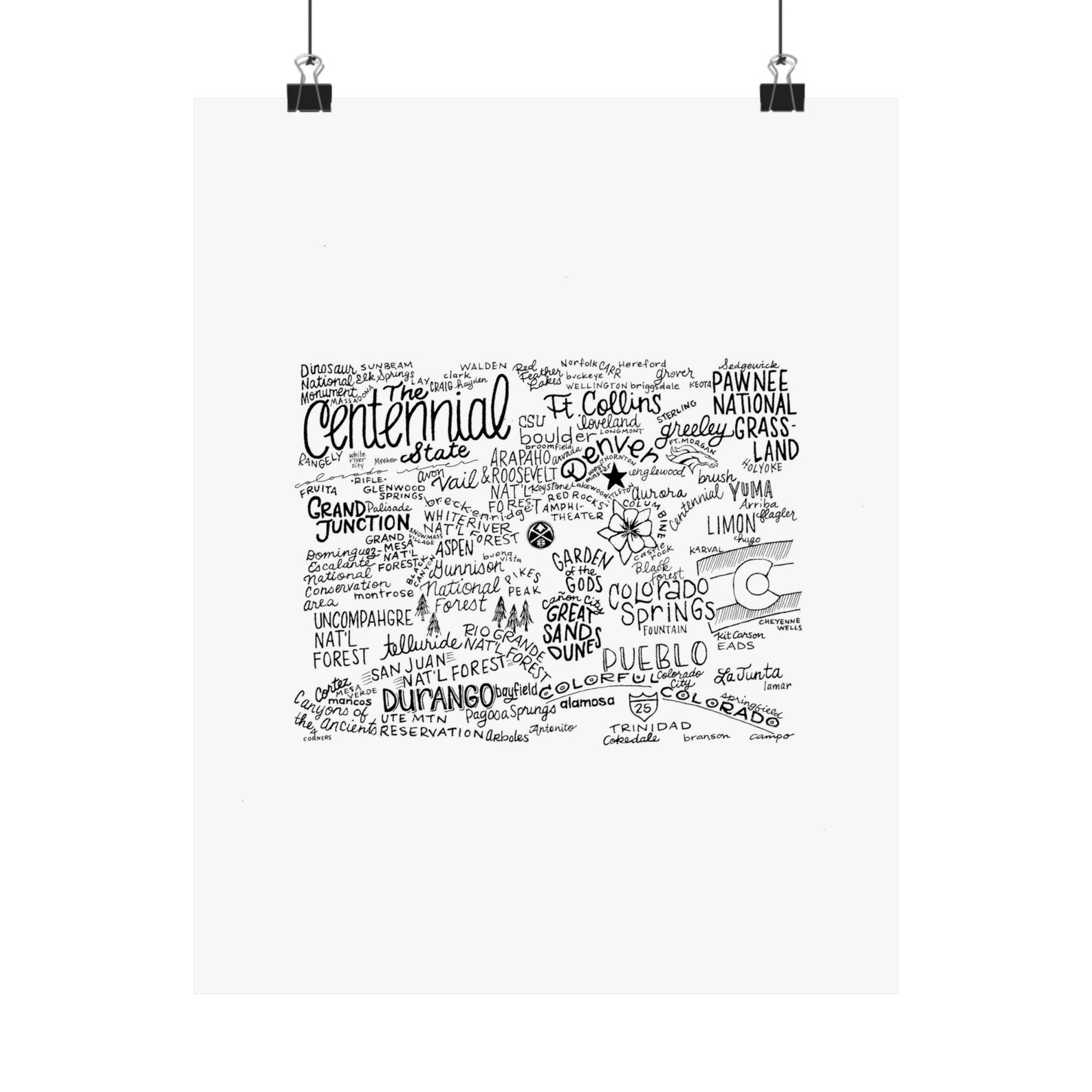 Colorado, Map of Colorado, Typography, Type, Lettering, Hand Lettering ...