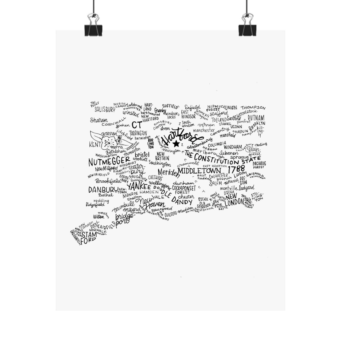 Connecticut, Map of Connecticut, Hand Lettering, Lettering, Type ...