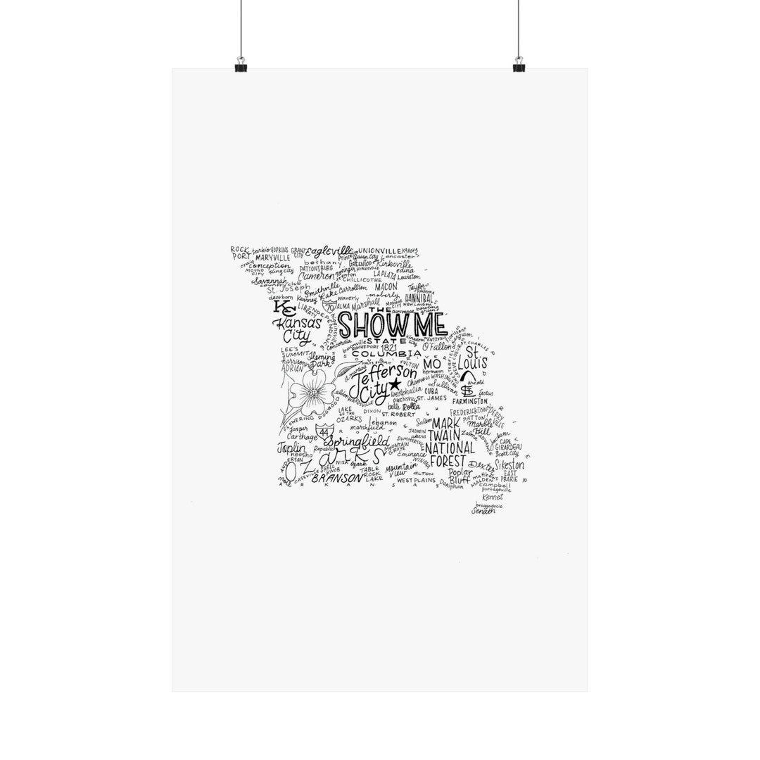 Missouri Map, Print, Map, Type, Typography, Hand Lettering, Lettering ...