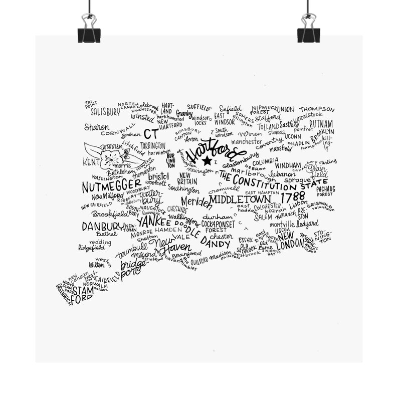 Connecticut, Map of Connecticut, Hand Lettering, Lettering, Type ...